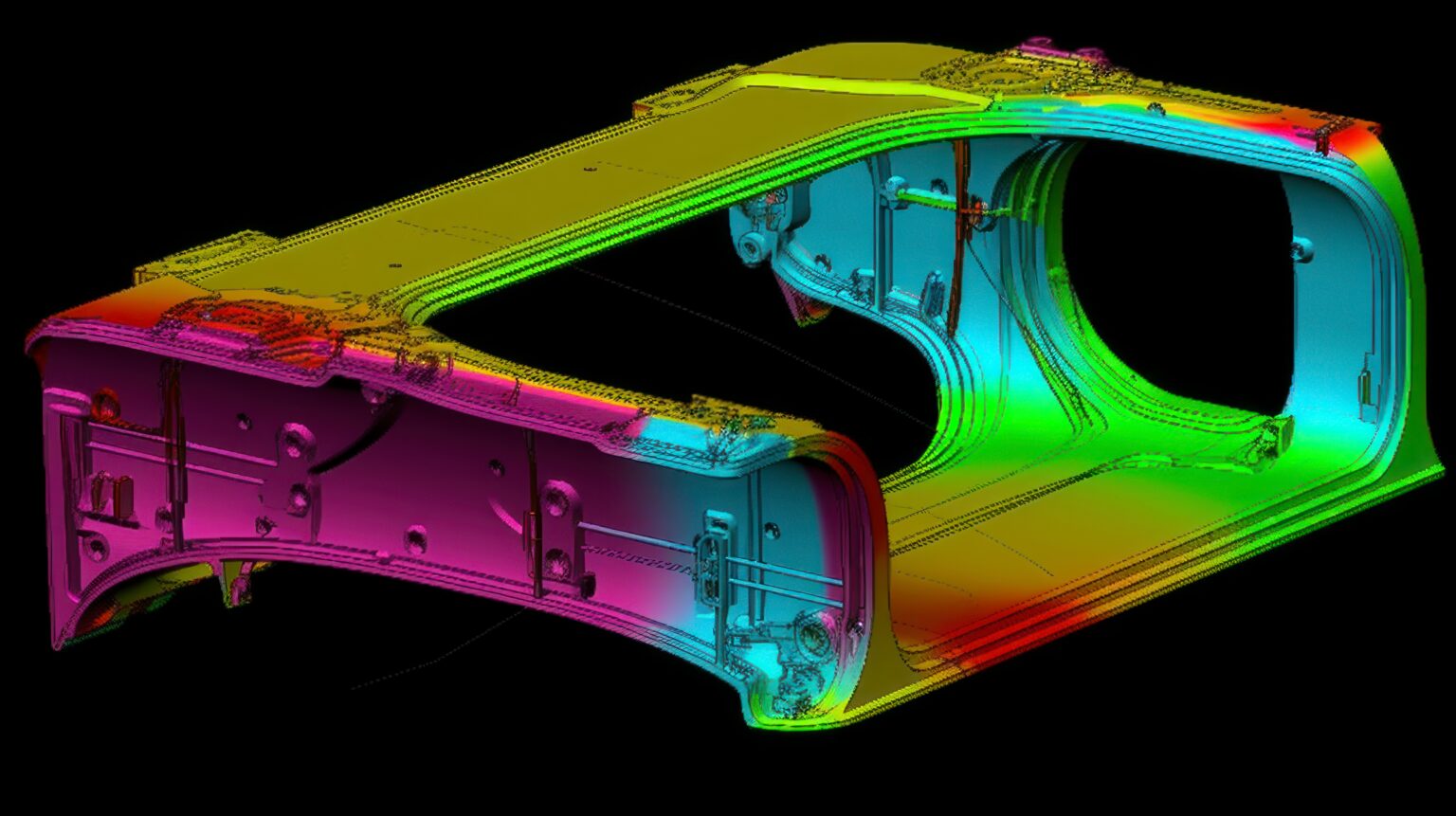 metal car trunk finite element analysis structure, steel isolated on ...