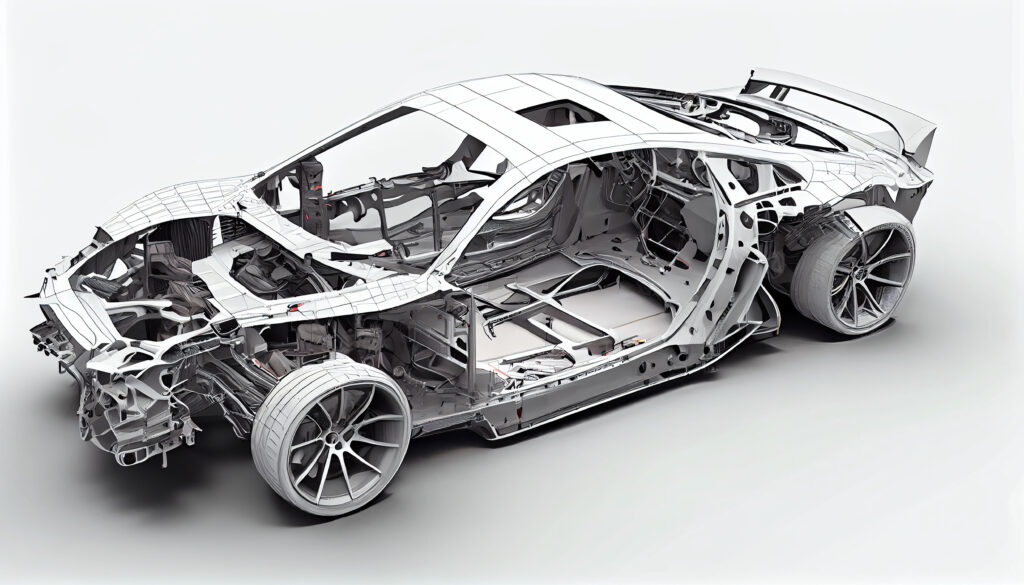 3D Car Parts Scheme Composition with white background made with AI ...